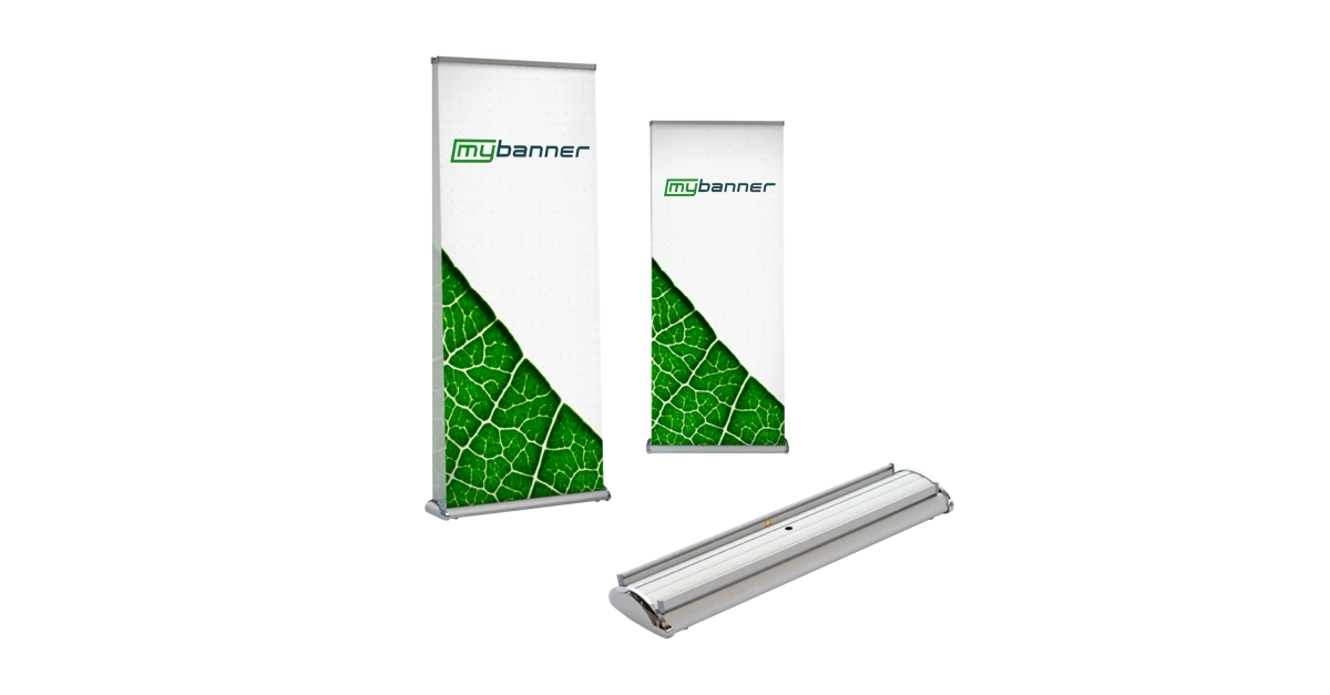 Rollup dubbelsidig - hög kvalitet och eget tryck - Mybanner.se